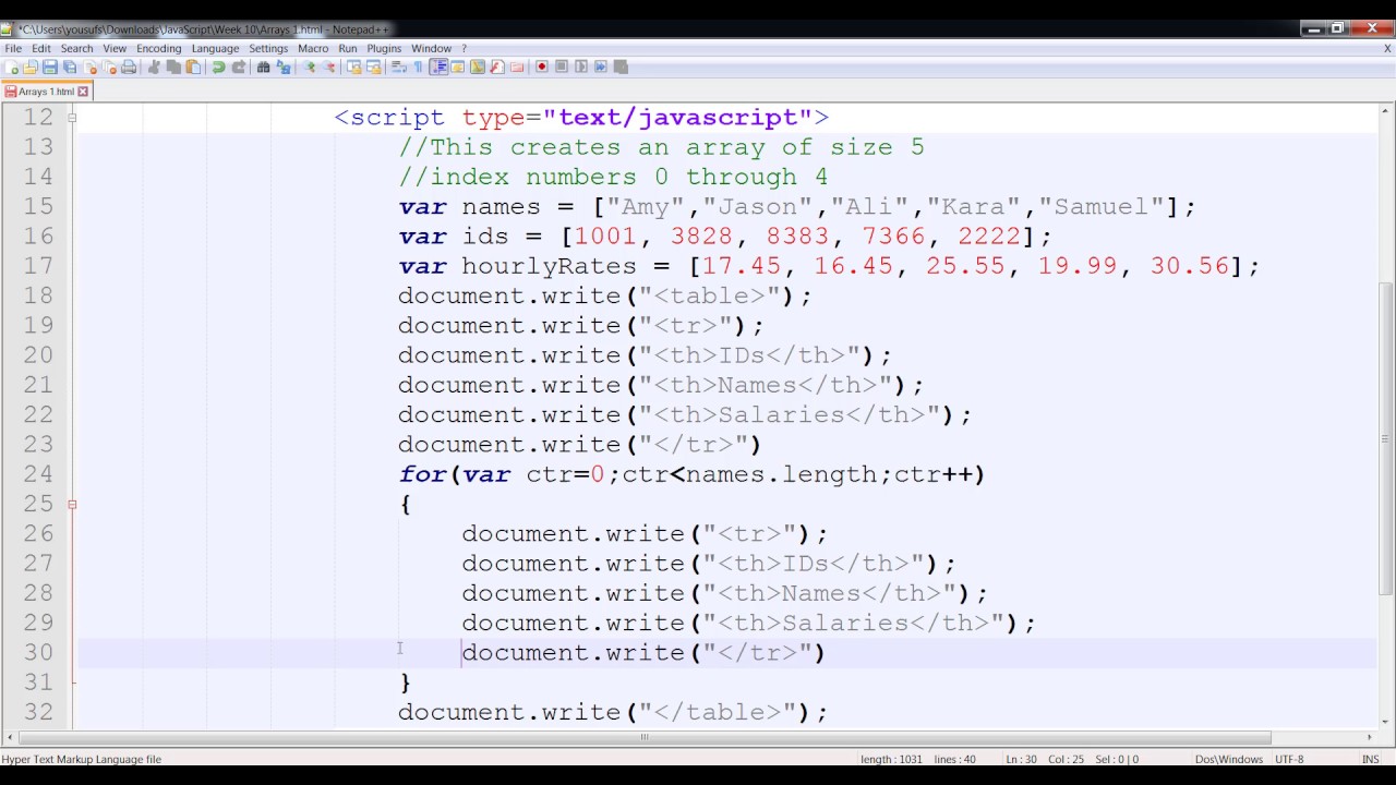 JavaScript - Parallel Arrays