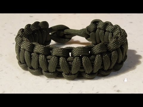 One Strand Cobra Weave Paracord Survival Bracelet No Buckle Tutorial