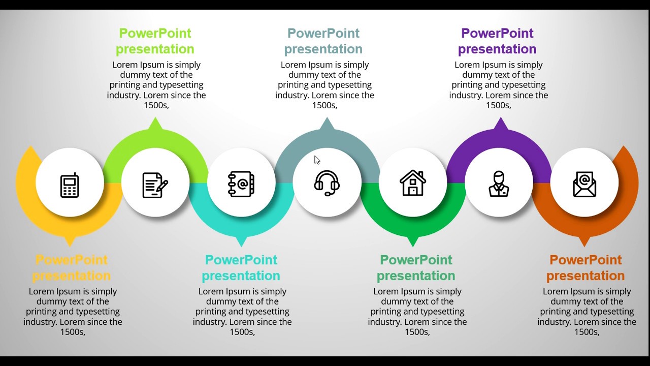 7 Step Awesome, Interactive, Timeline, Process, Infographics, PowerPoint Tutorial