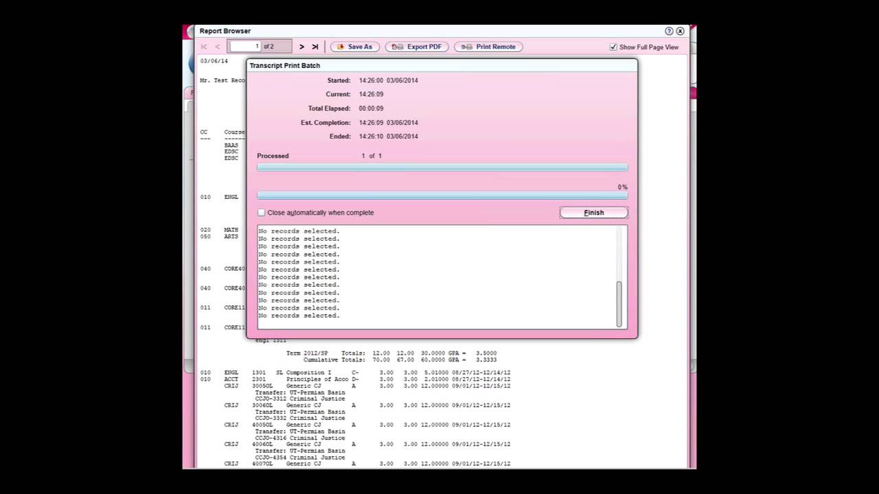 Lesson 4: Printing an Unofficial Transcript