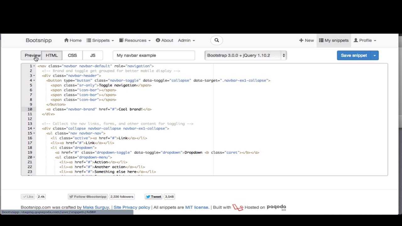 New Bootsnipp.com - basic editing
