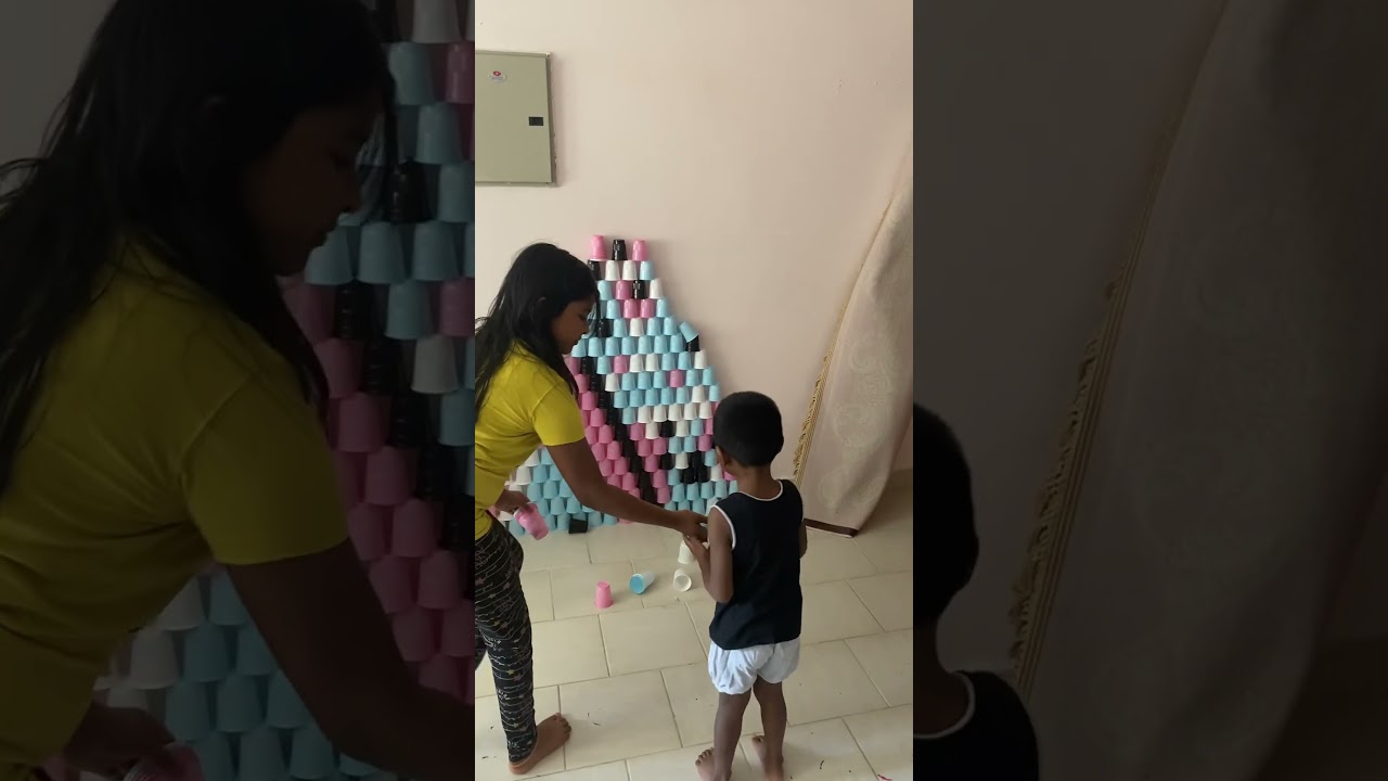 Cup tower game by my kids