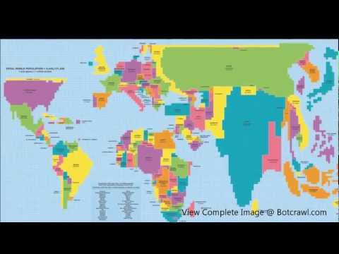 World Map With Countries Re-sized To Population (Instead of land mass)