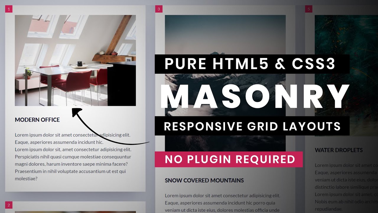 Responsive Masonry layouts Using CSS Grid | CSS3 Grid Multi Column Layout | Flexbox | Code4Education