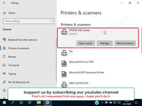 How to install Epson L382 printer driver manually in Windows 10