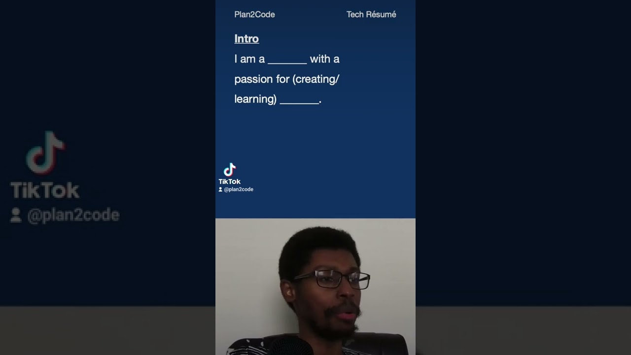 Tech Résumés: Intro Section #BlackInTech #Fullstack  #BlackWomenInTech #Plan2Code