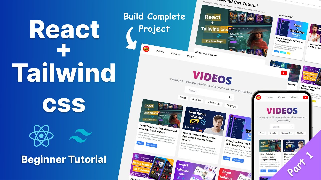 React Tailwind Css Tutorial for beginners | Build and Deploy complete Website Project | Part 1