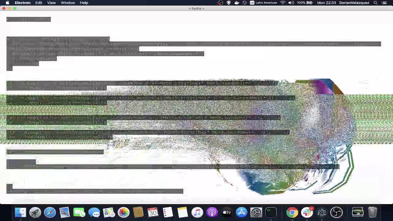 hydra + three js livecoding