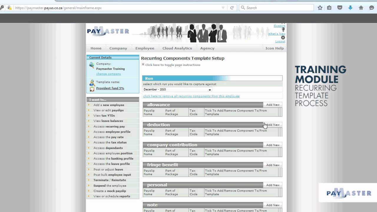 Paymaster Training - Setting up recurring templates