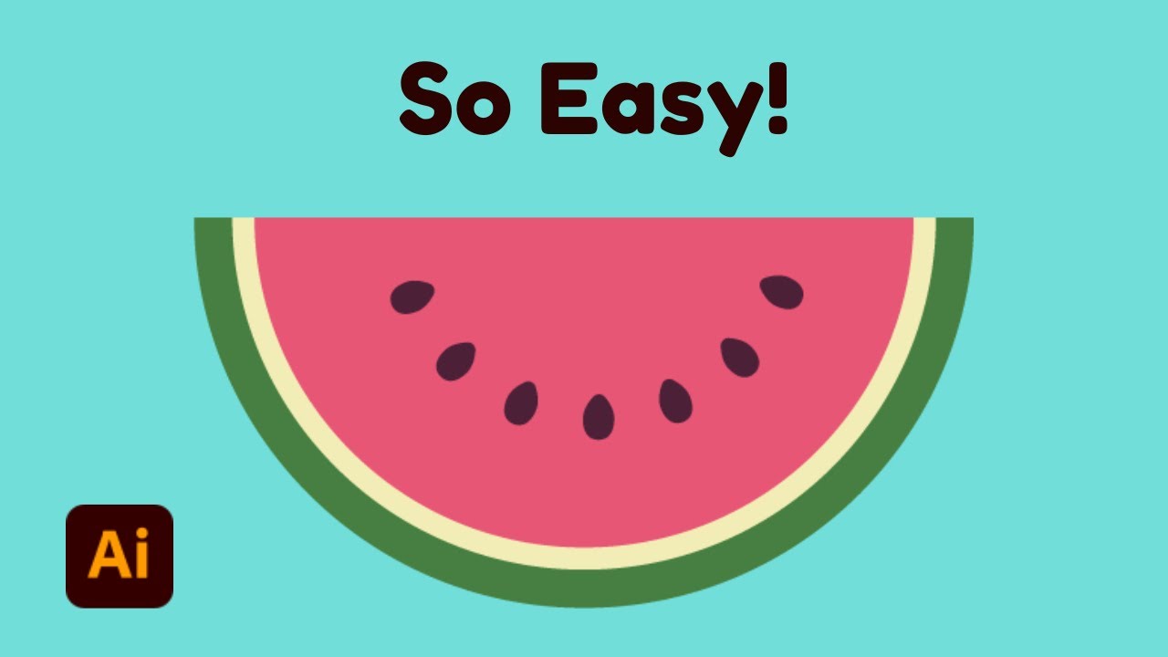 Beginner Adobe Illustrator Tutorial - How to Create Flat Watermelon Design Icon