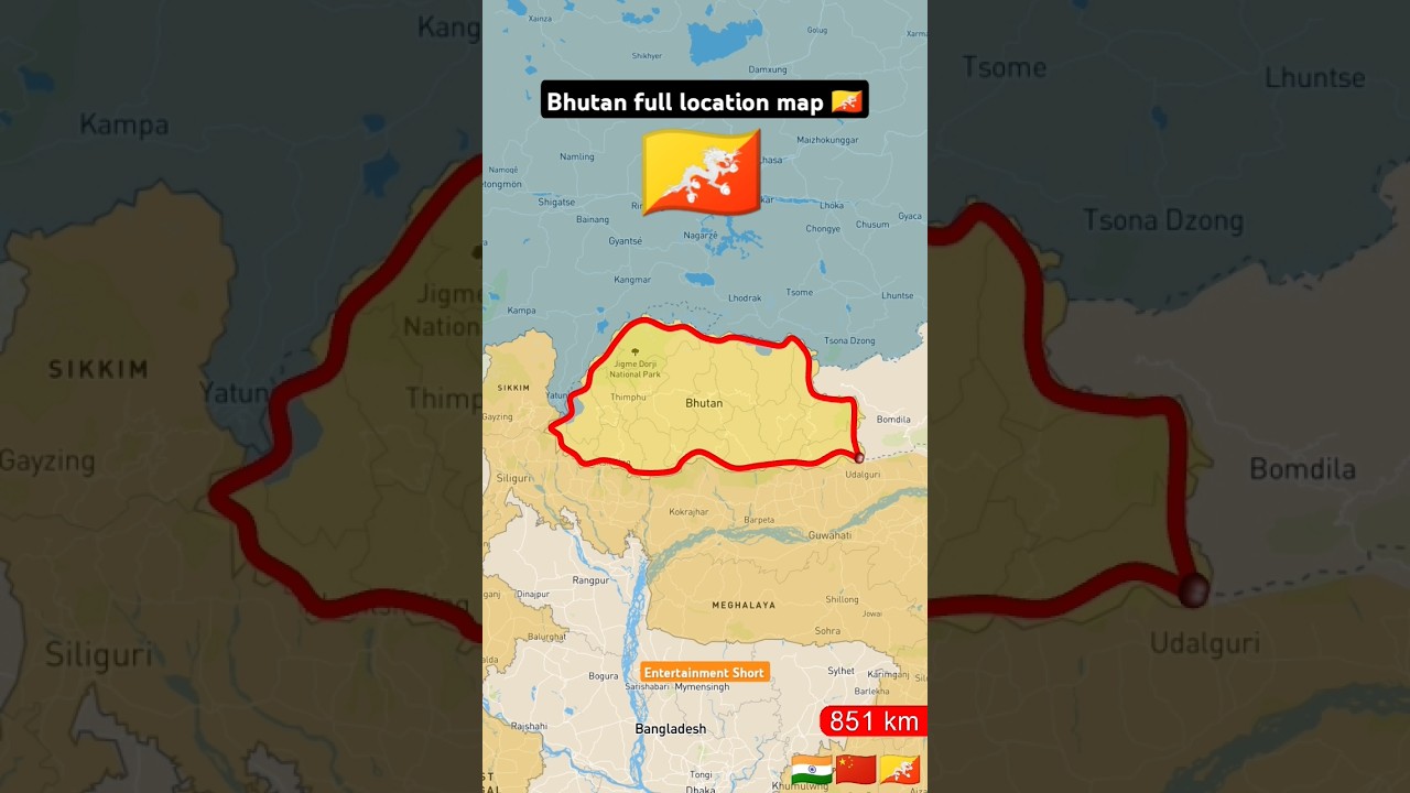 Bhutan full location map 🇧🇹 Bhutan border Maps #bhutan #googleearth #map #locationmap