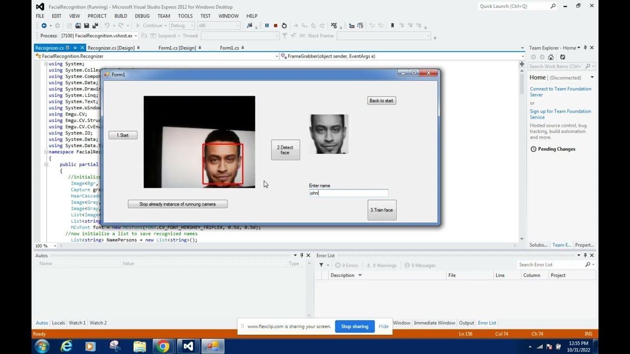 Face recognition from SQL Database c#