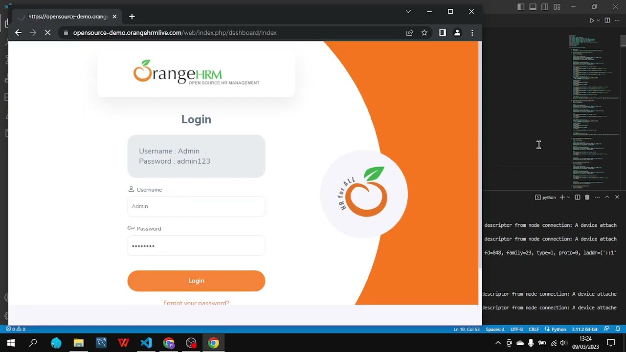 Automation Testing using Selenium WebDriver Python (OrangeHRM Website)
