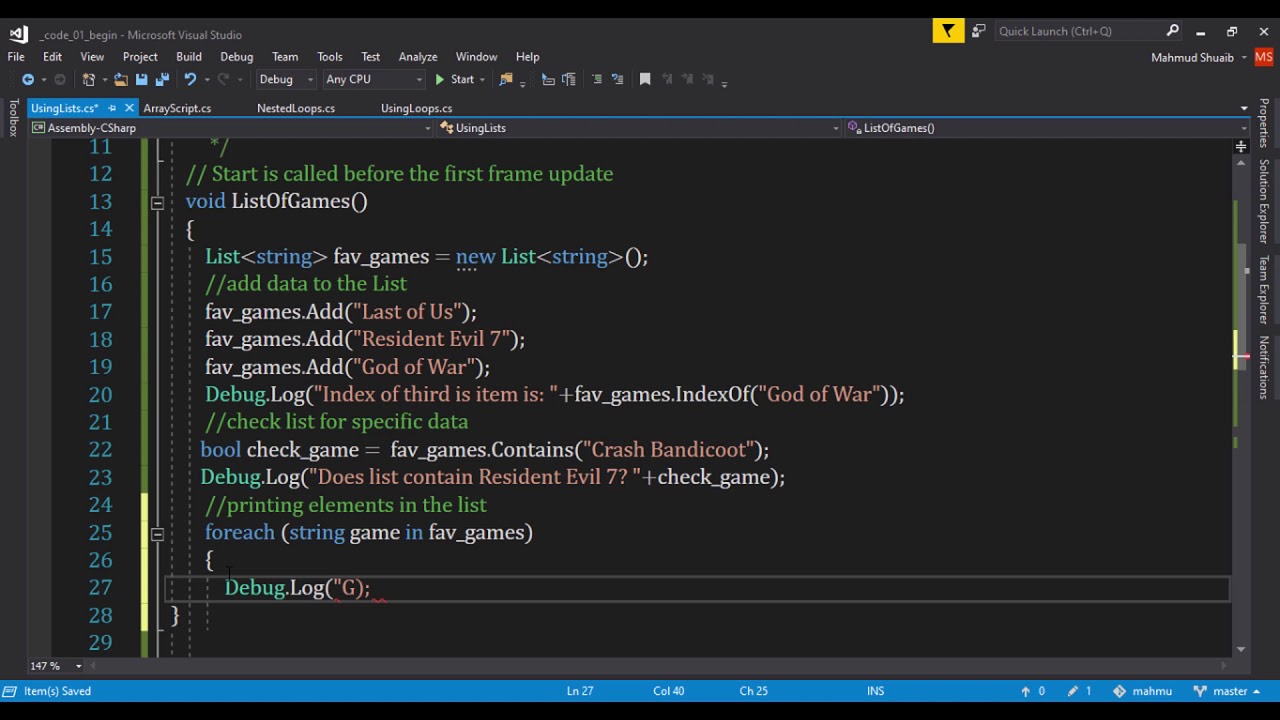 Unity C# Beginner Tutorials #13 - Lists