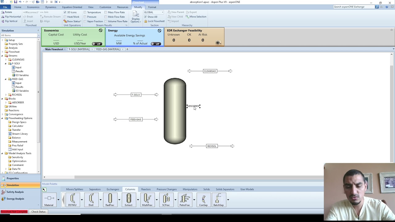 Aspen Plus in English | Part 2 | 48 | Absorption - 2 Absorber in Aspen Plus