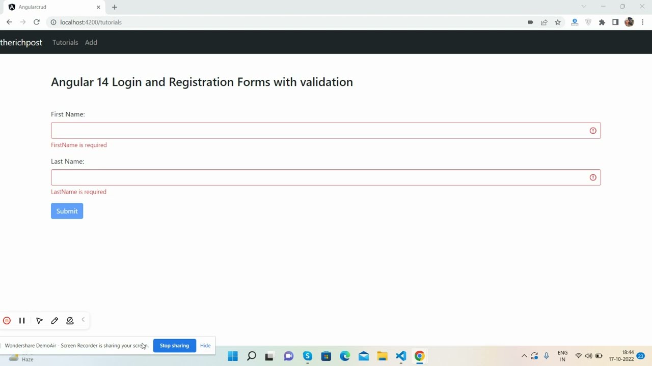 Angular 14 Forms with validation working demo