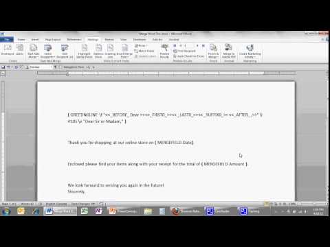 MS Word 2010 - Mail Merge: Switches