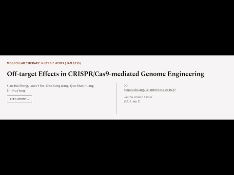 Off-target Effects in CRISPR/Cas9-mediated Genome Engineering | RTCL.TV