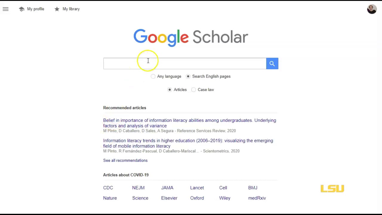 Setting Up Google Scholar for LSU Libraries e-Resources