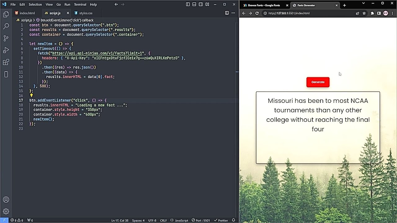 Random Facts Generator - HTML CSS Javascript