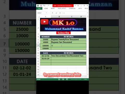 Convert Numbers Into Word #excel #shorts #tips #shortvideos