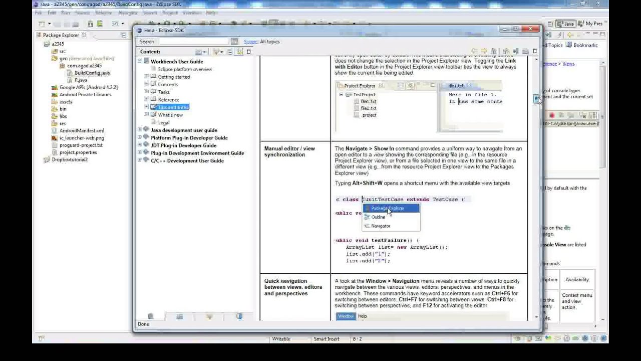 Eclipse From the Inside out Welcome Screen & Help Menu