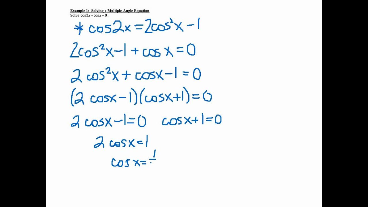 PC: 5.5 Notes: Example 1 - Solving a Multiple Angle Equation