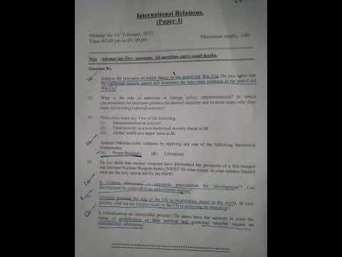 CCE 2021 PMS International Relations Paper 1 and 2