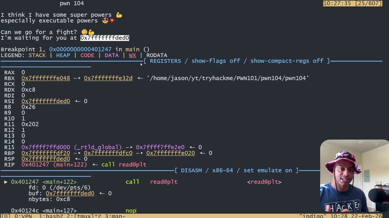Shellcode Execution (ret2shellcode) - pwn104 | TryHackMe PWN101 Walkthrough