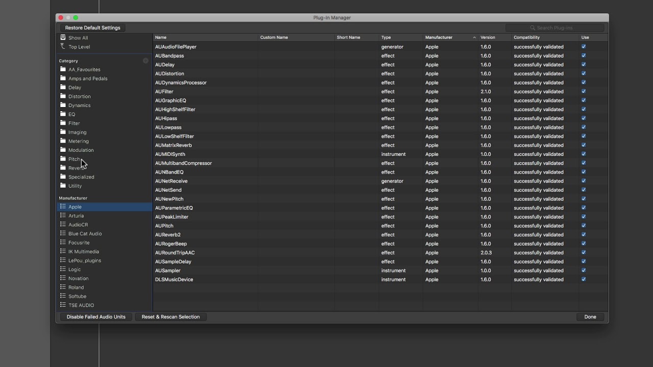 Logic Pro X tips 29 - Make Plugin Favourites Folder