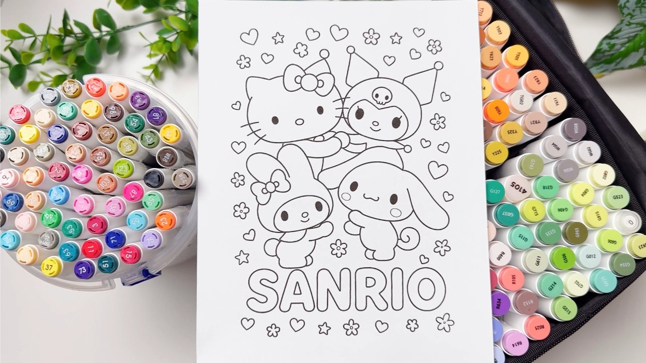 Coloring Sanrio Characters 🎀 Hello Kitty, Kuromi & Friends