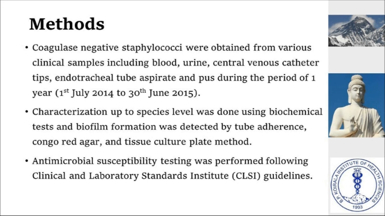 Detection of biofilm formation in CNS and correlation with antibiogram – Video abstract [ID 159764]