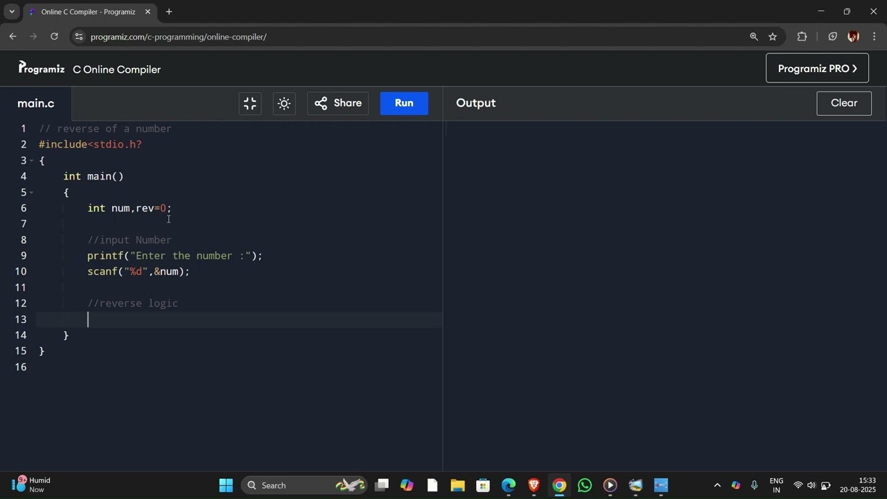 C Program to Reverse a Number | Beginner C Programming Tutorial