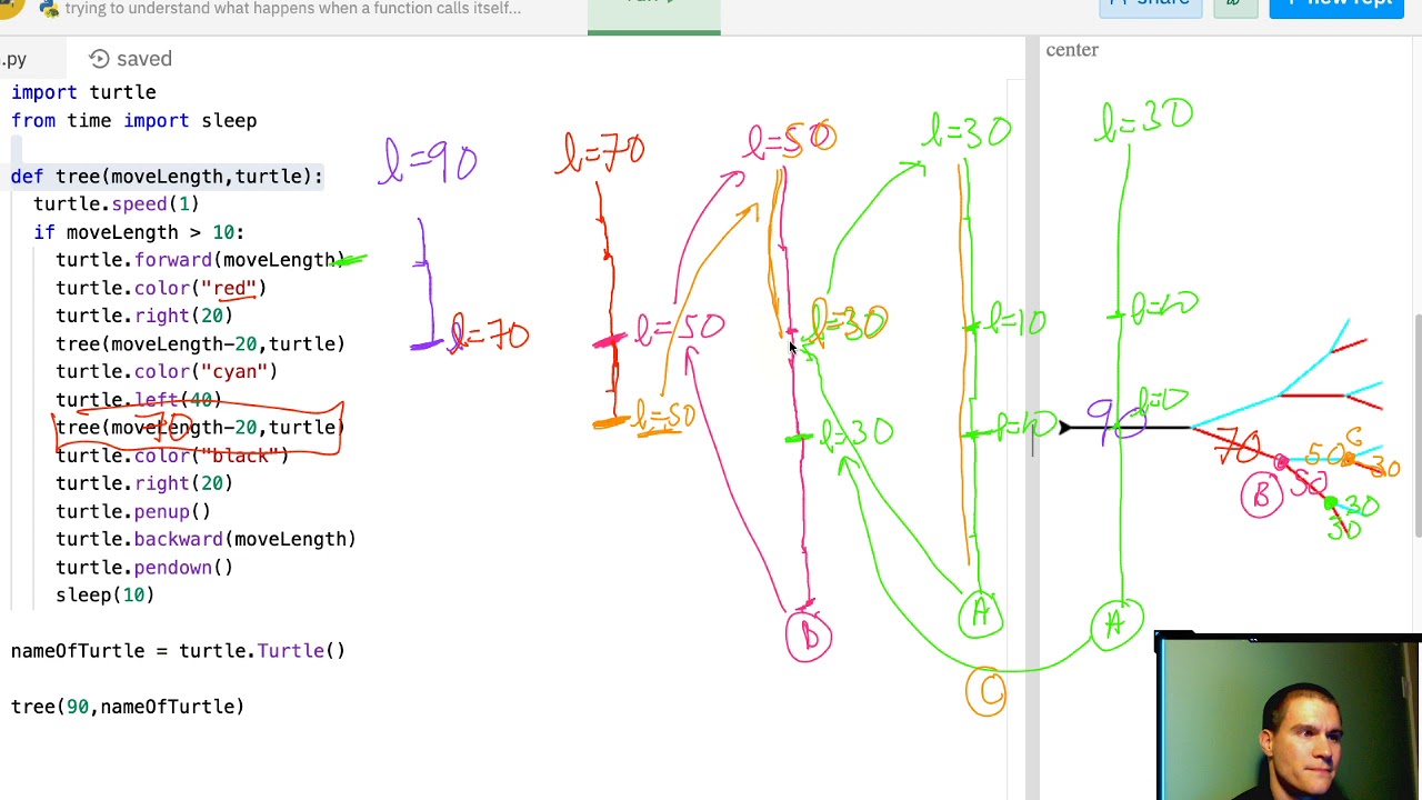 Python Recursion Example - Turtle Trees