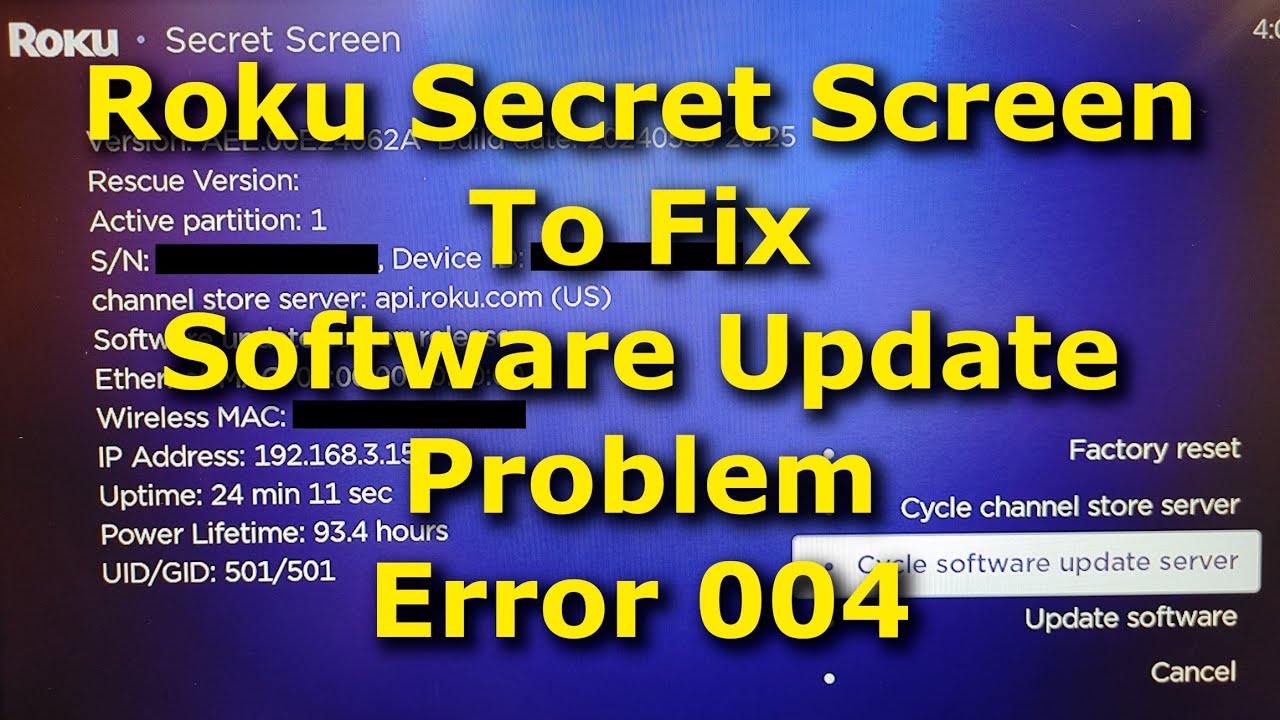 Roku Software Update Problem - Error 004, Error 008
