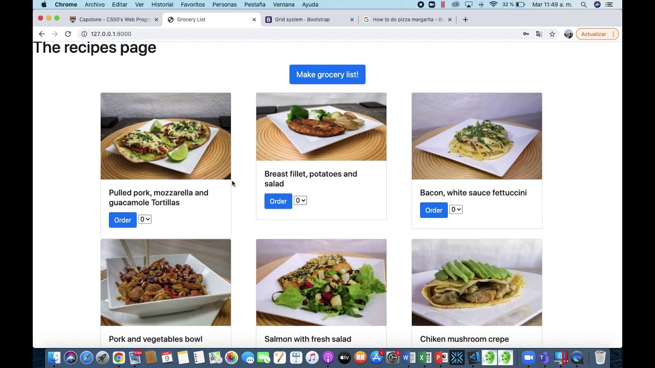 Recipes - final project for web programming with python and javascript