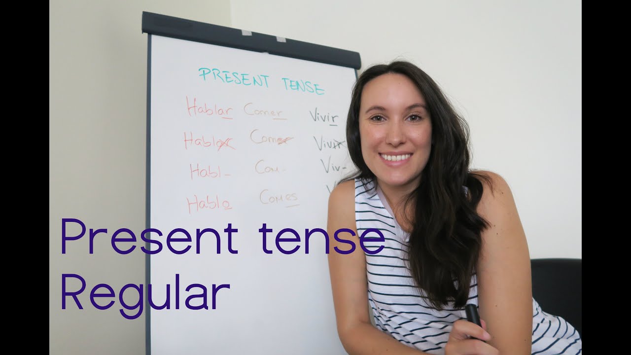 Present tense in Spanish. Regular verbs, grid and practice.