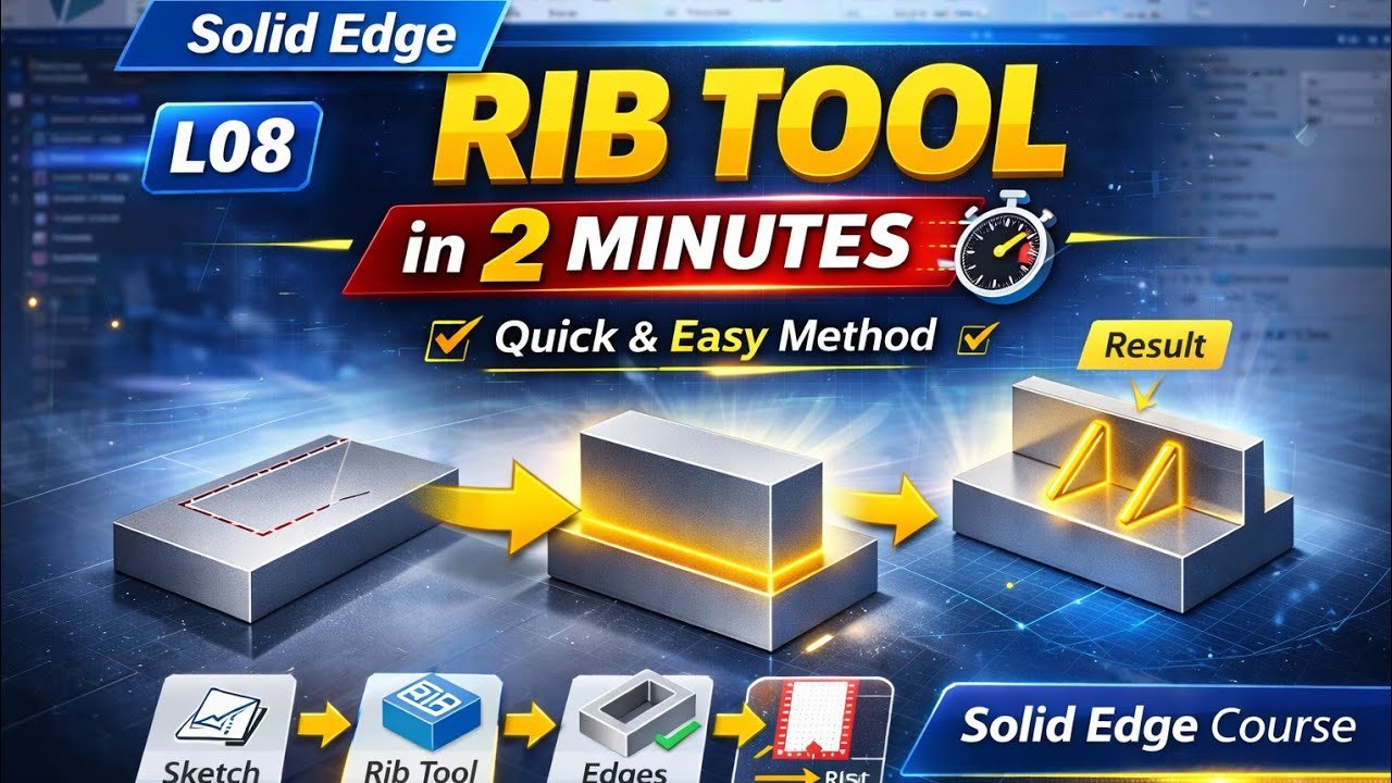 Solid Edge RIB Command Explained | Step-by-Step Tutorial with Practical Example | Solid Edge Course 