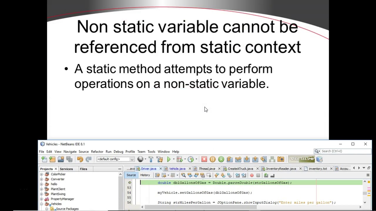 static methods, fix non static variable cannot be referenced
