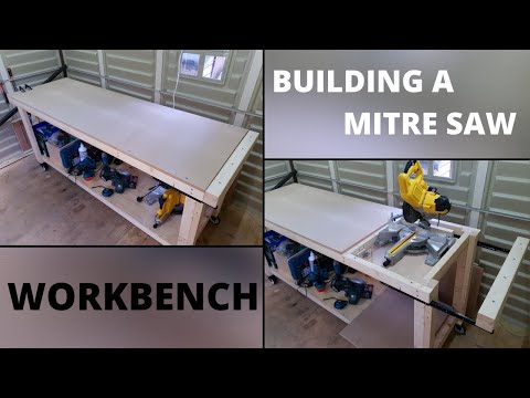 BUILDING A WORKSHOP // PART 2 // DIY WORKBENCH WITH MITRE SAW STATION