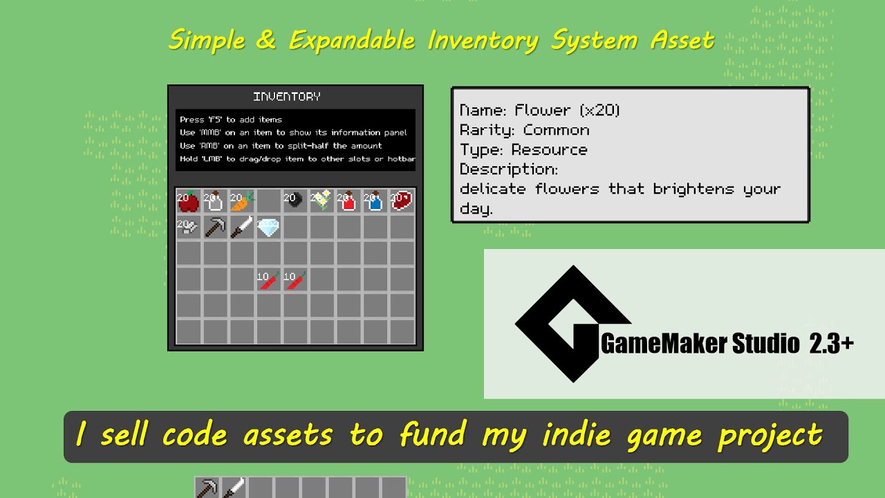 Simple & Expandable Inventory System for GameMaker Studio 2.3+