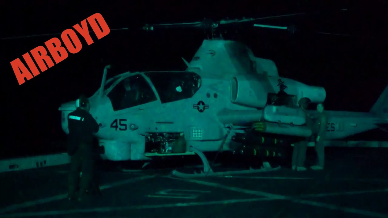 AH-1Z Viper and UH-1Y Venom Night Preflight • USS Somerset (LPD-25)