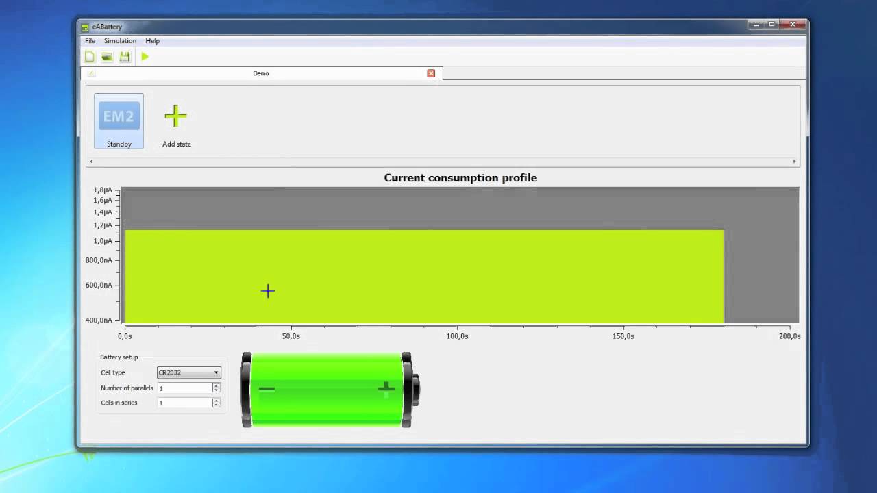 Battery life estimator software for Cortex-M3 Gecko microcontrollers