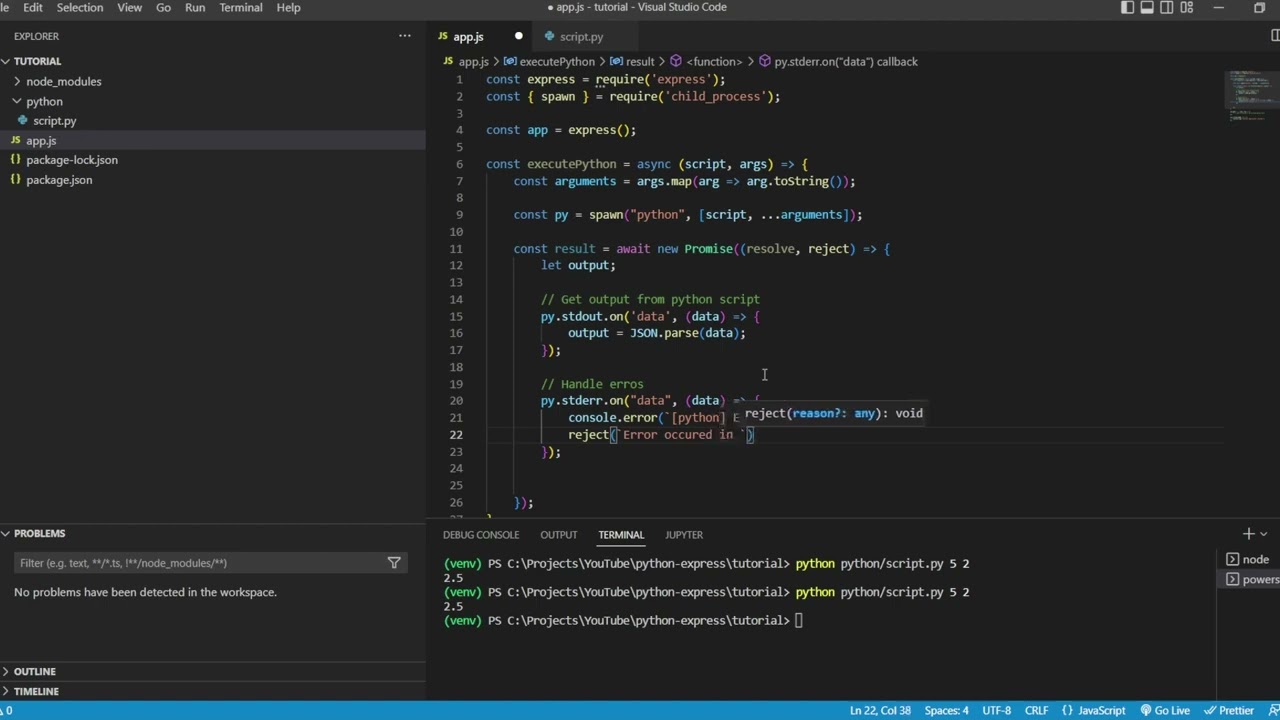 Execute Python scripts from Express.js!