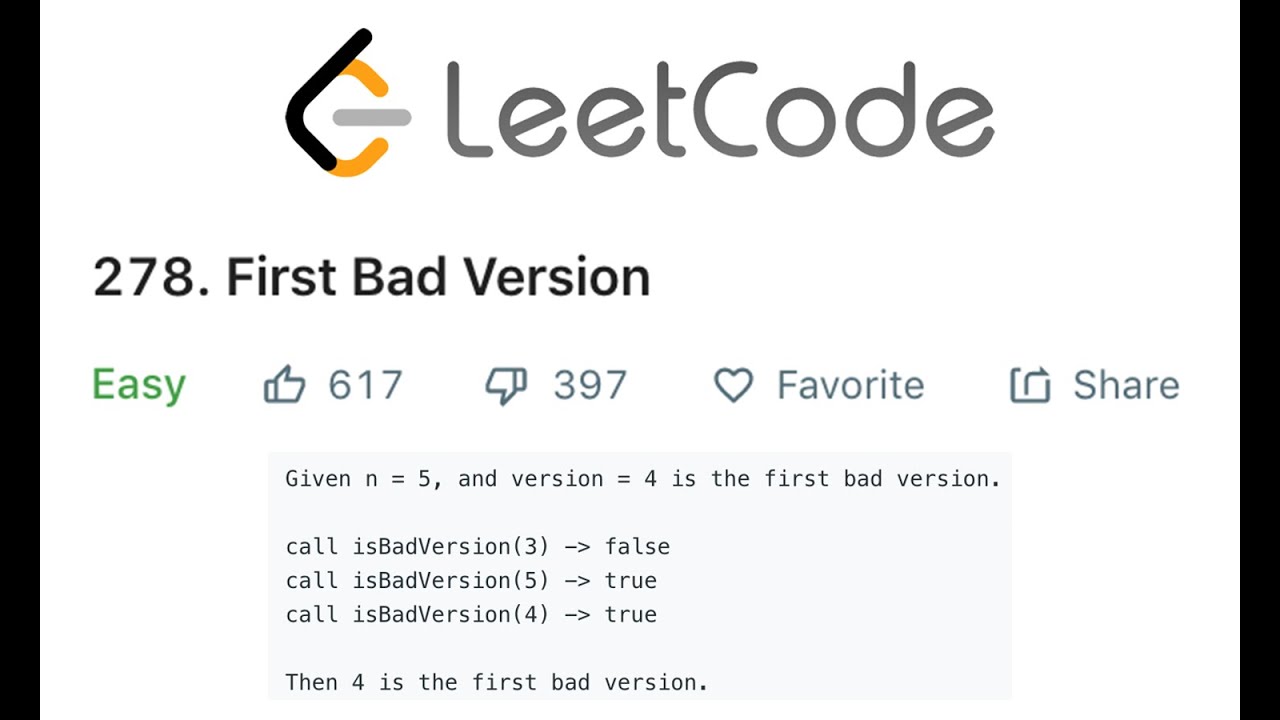 LeetCode First Bad Version Solution Explained - Java