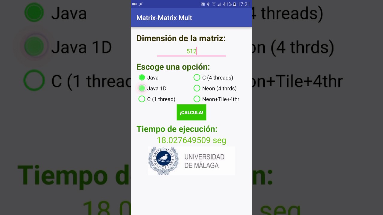 Optimizing matrix multiplication on Android