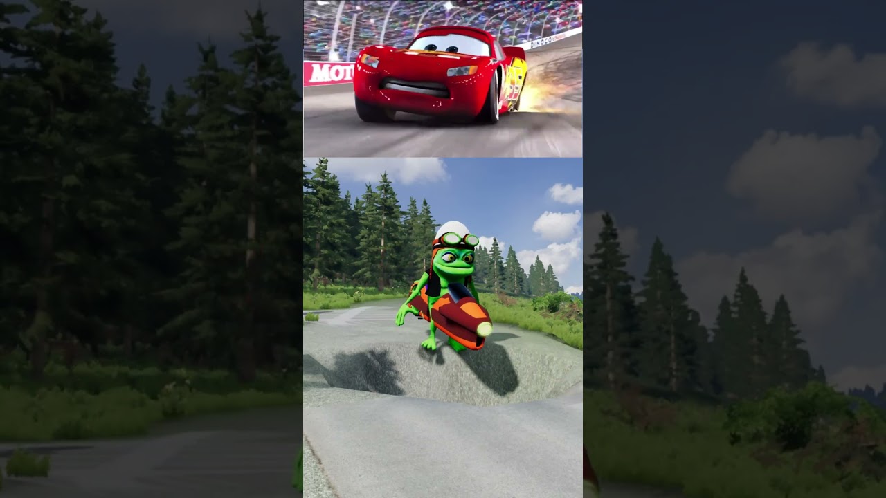 Crazy Frog vs McQueen Cars Vs Dangerous Deep Pit BeamNG.Drive #025  #usa #viral #india #gaming #gta