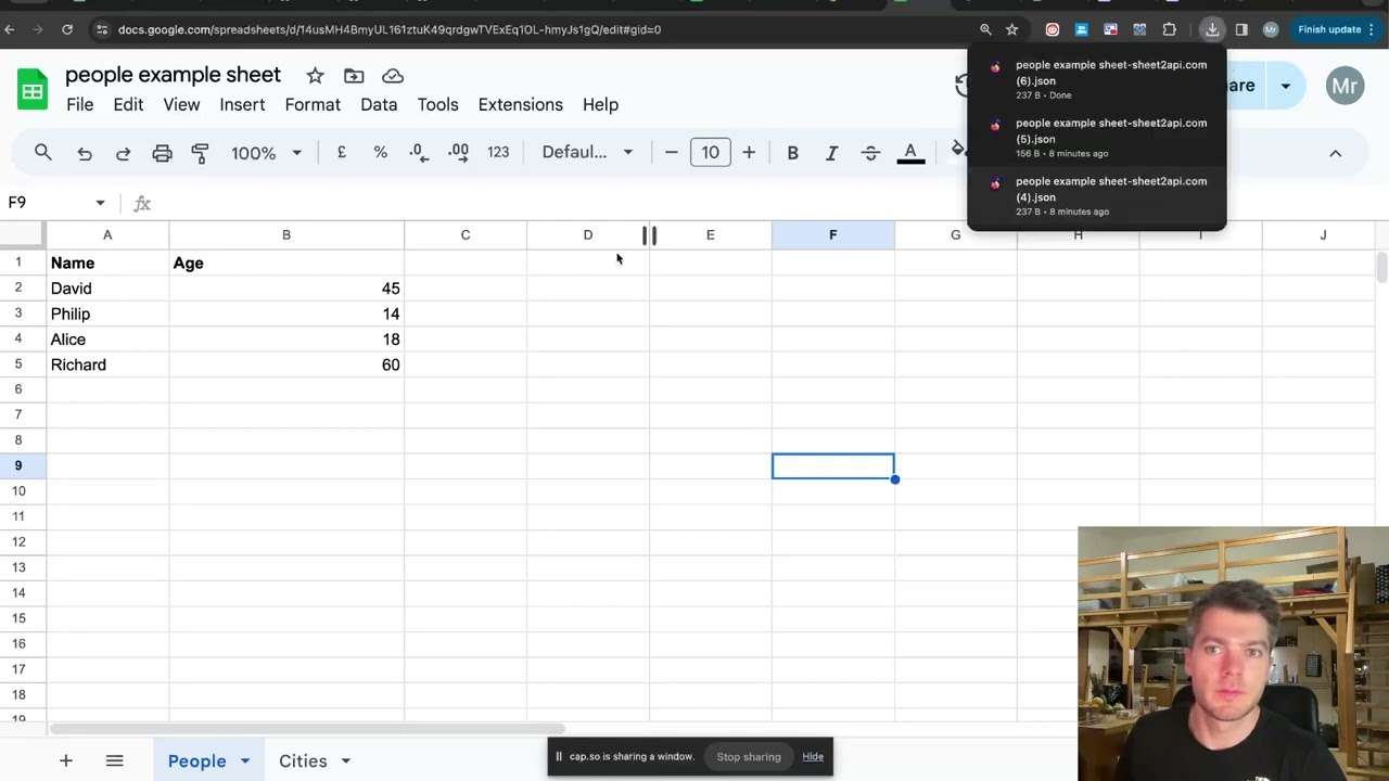 Sheet to JSON - Chrome Extension demo