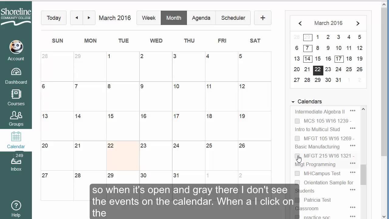 Using the Calendar in Canvas