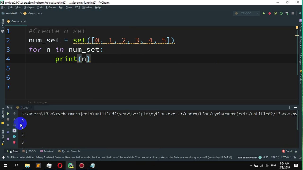 How to iteration over sets in Python